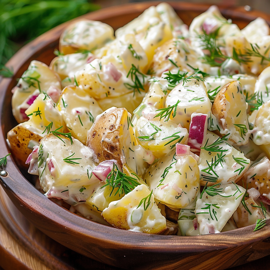 Creamy Dill German Potato Salad - Gymonset