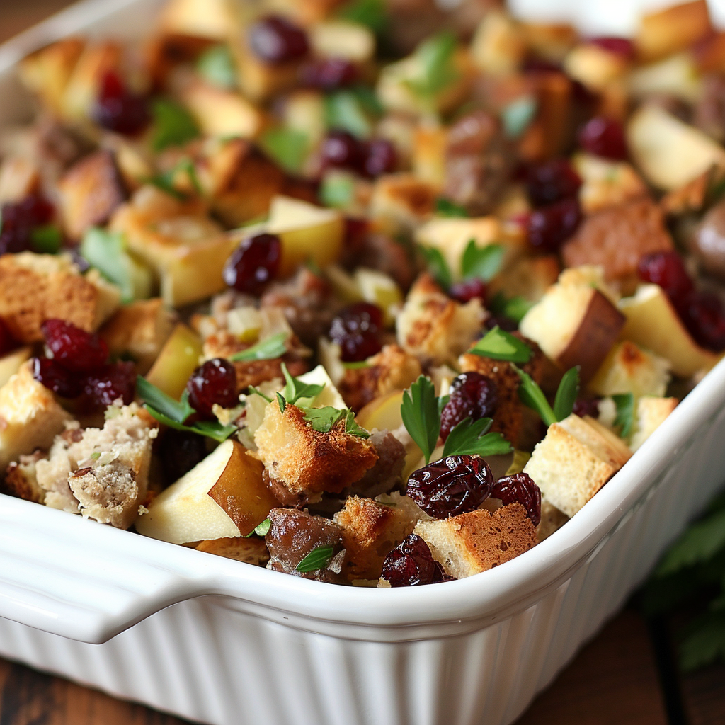 Awesome Sausage, Apple, and Cranberry Stuffing - Gymonset