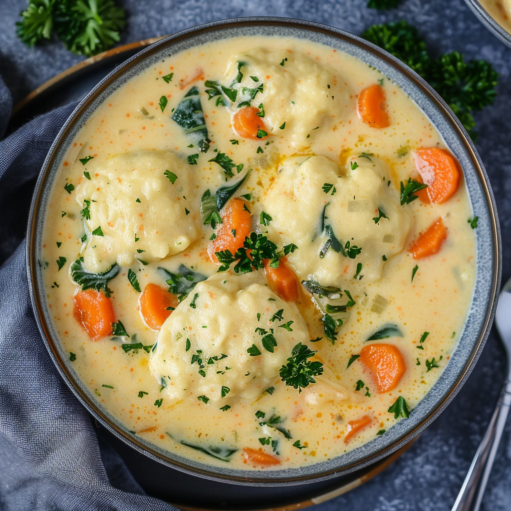 Delicious Creamy Vegetable Dumpling Soup - Gymonset