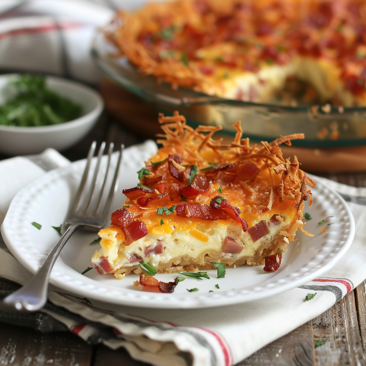 Crispy Hash Brown-Crusted Bacon & Cheddar Quiche - Gymonset