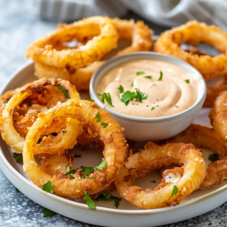 Crispy Onion Rings with Dipping Sauce Recipe - Gymonset