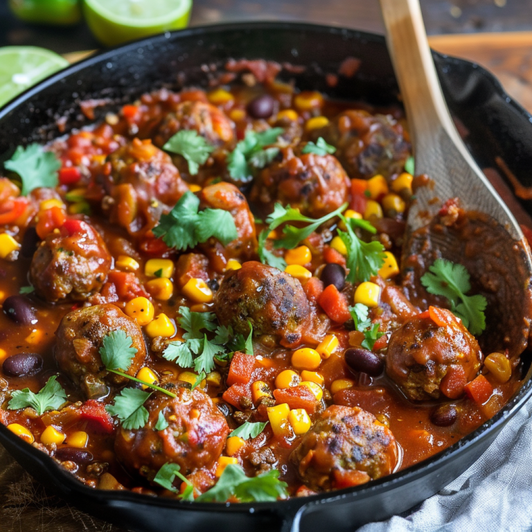 One-pan chilli con carne meatballs - Gymonset