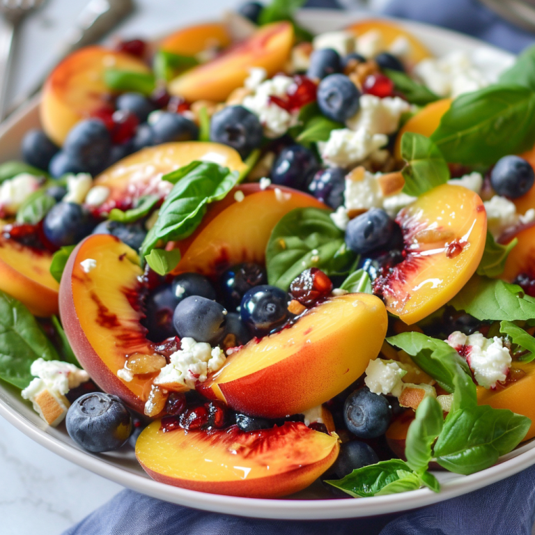 Peach and Blueberry Feta Salad - Gymonset