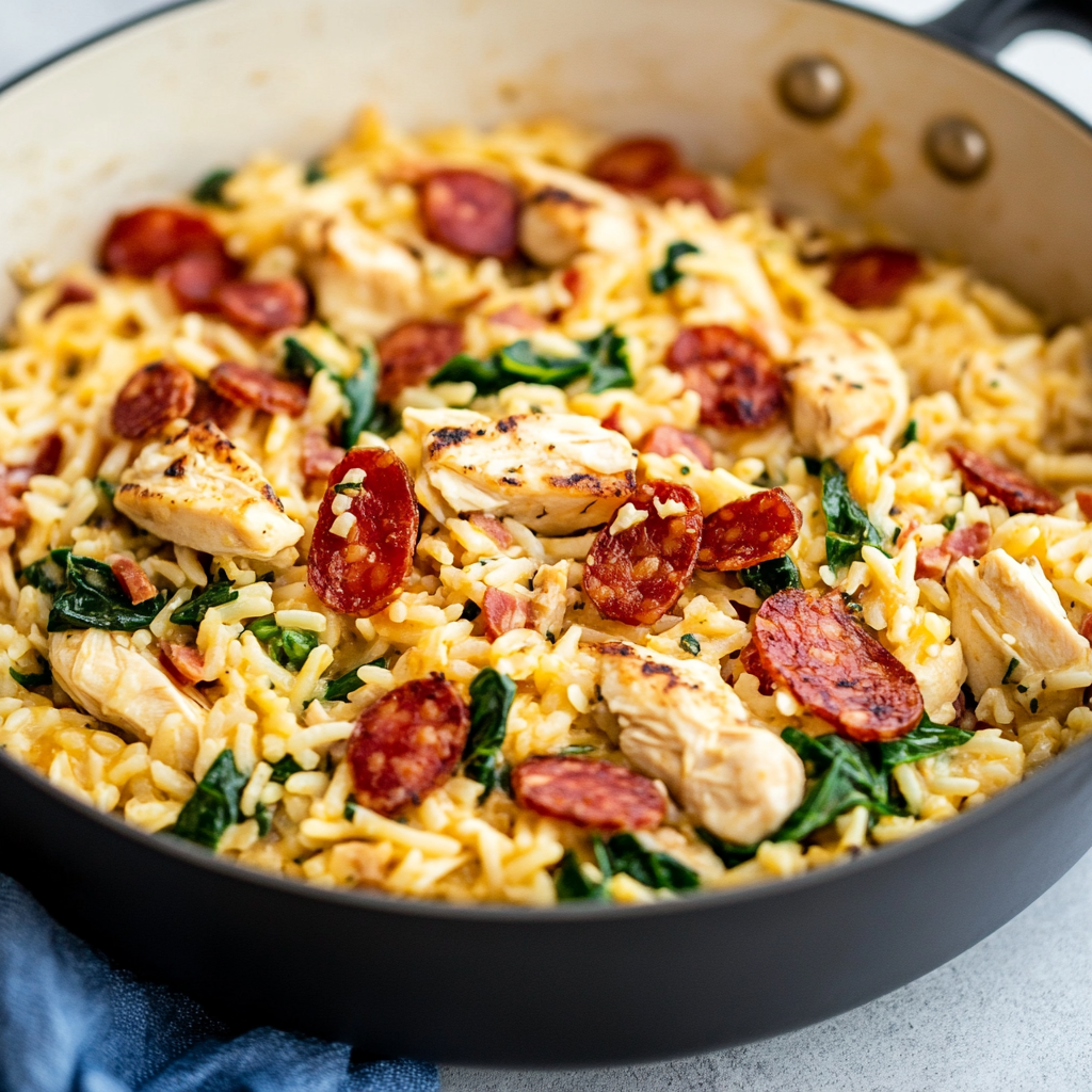 One pot chicken risoni with crispy salami Recipe – Gymonset