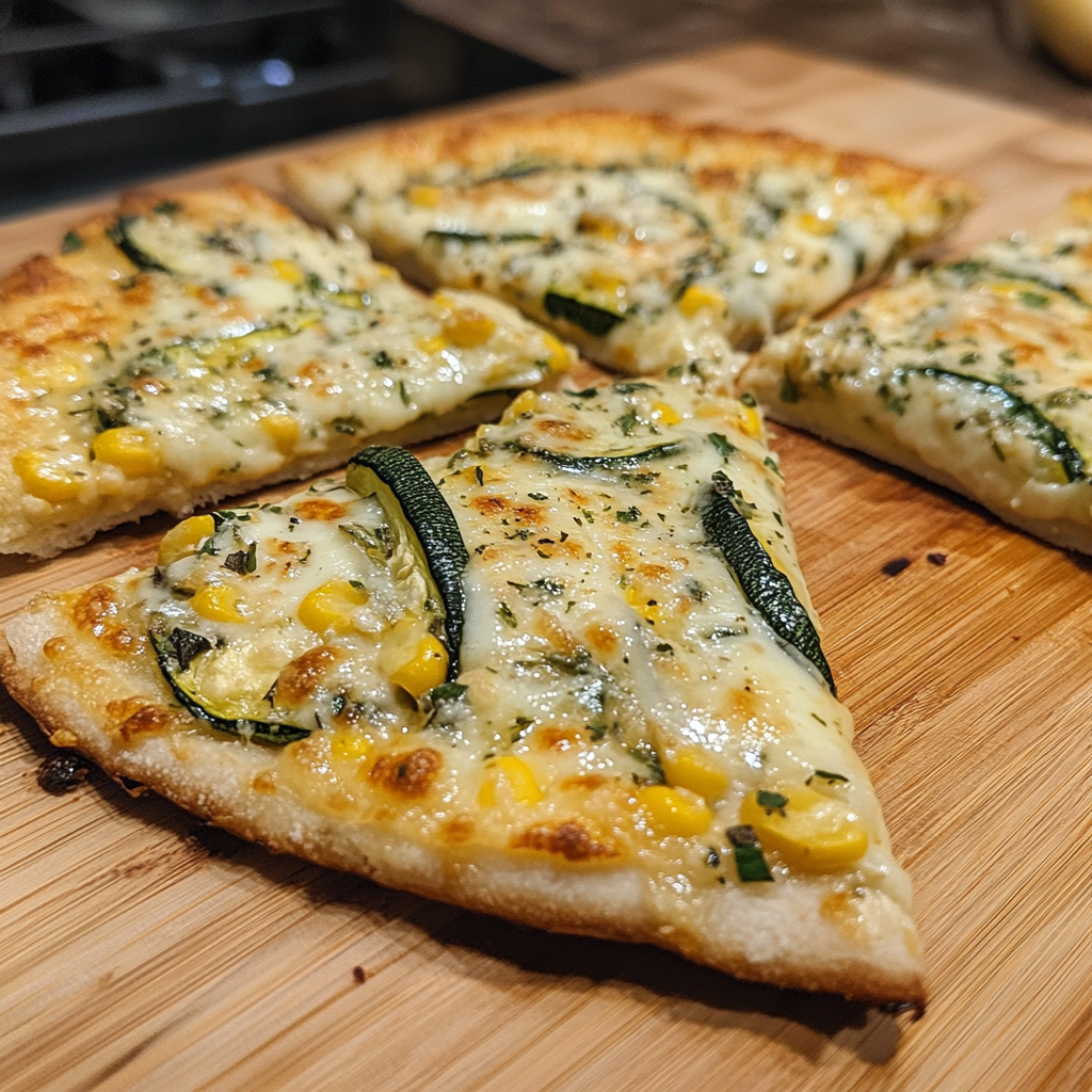 White Zucchini Corn Pizza Recipe - Gymonset