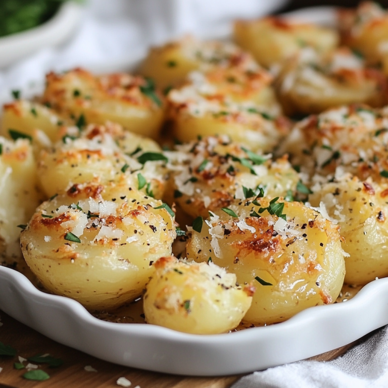 These Garlic Parmesan Smashed Potatoes - Gymonset