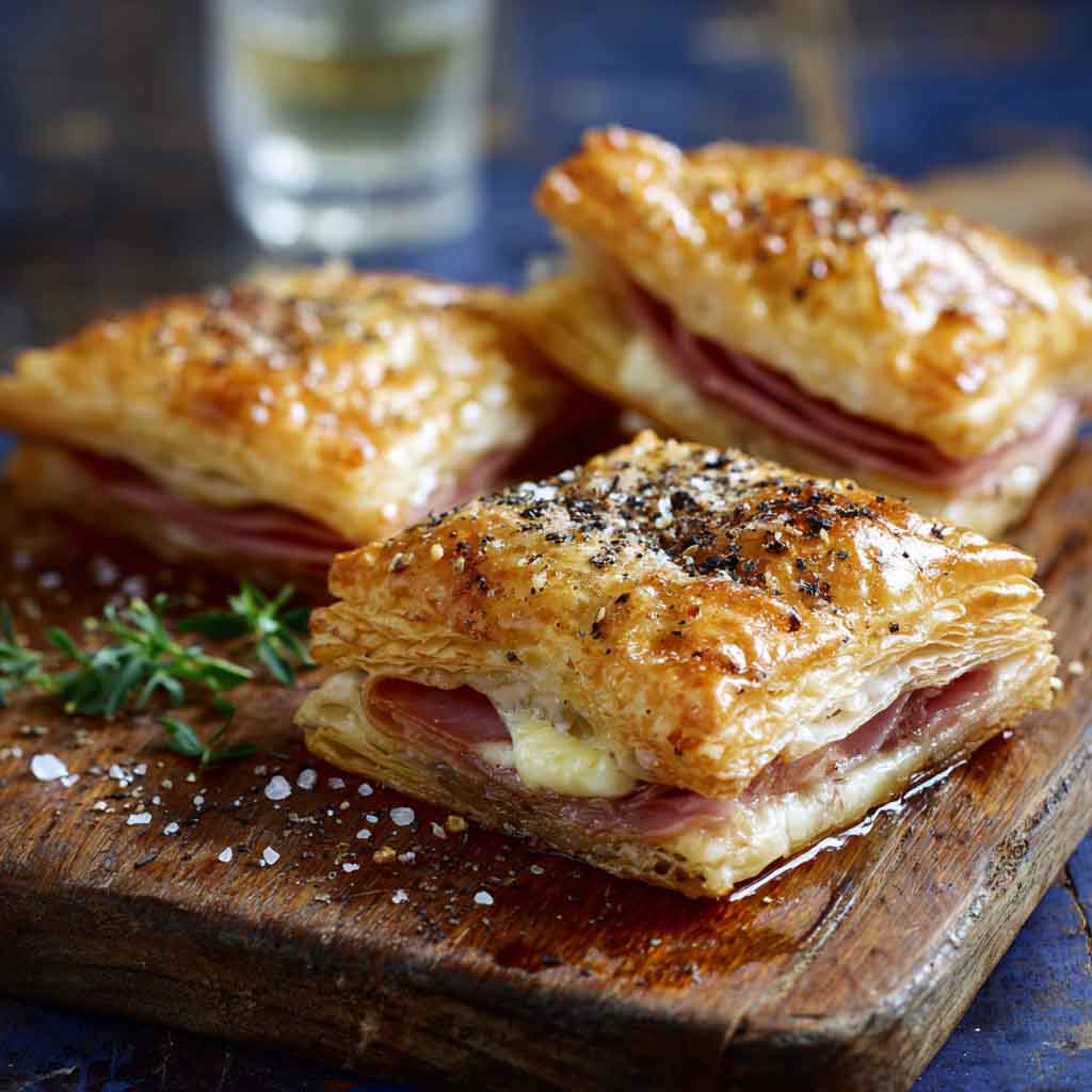 Crispy Ham and Cheese Puff Pastry Squares Recipe - Gymonset