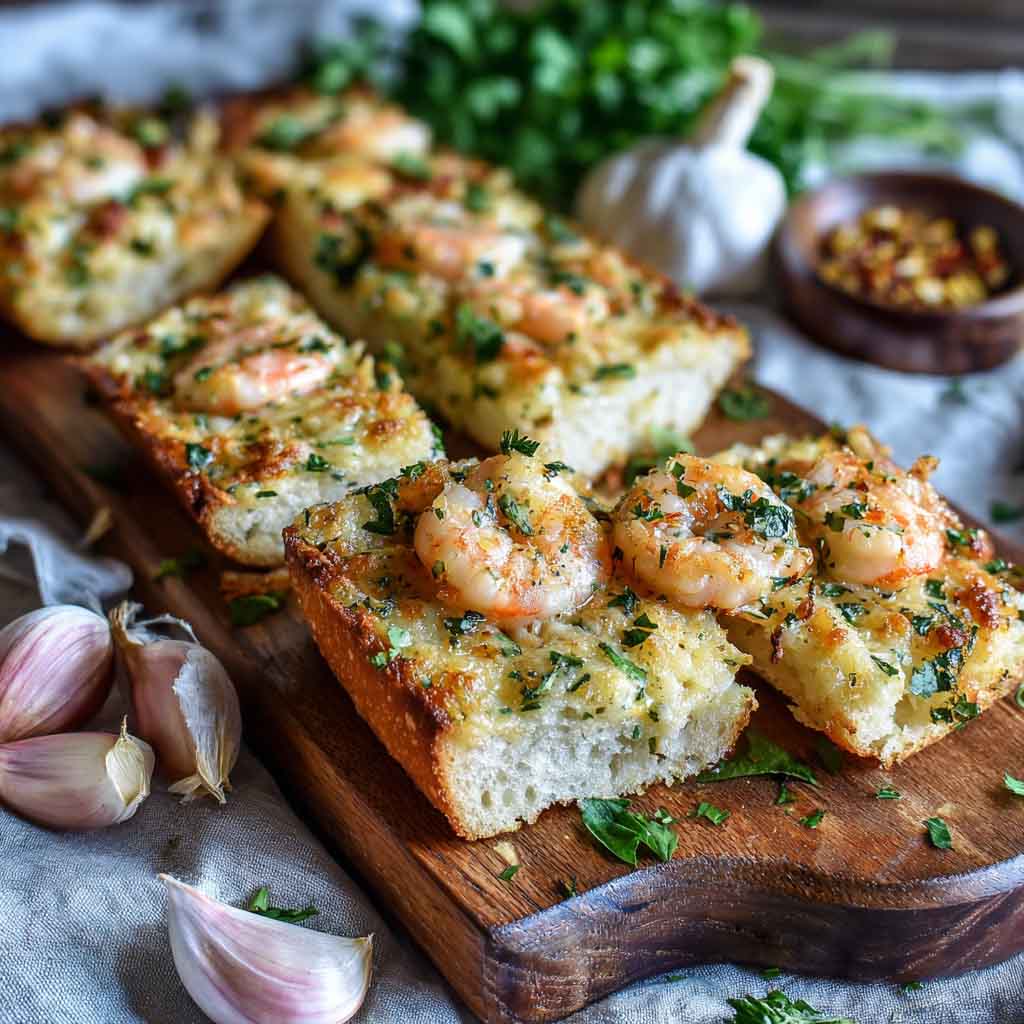 Cheesy Shrimp Garlic Bread Delight - Gymonset