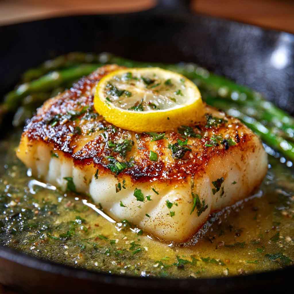Golden Seared Cod Recipe with Herb Butter Sauce - Gymonset