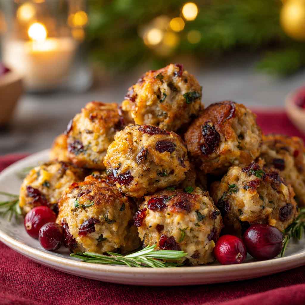 Festive Cranberry Turkey Stuffing Balls – Savory, Sweet & Perfect for ...