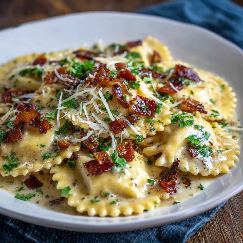 Olive Garden-Inspired Ravioli Carbonara – Creamy, Cheesy & Restaurant ...